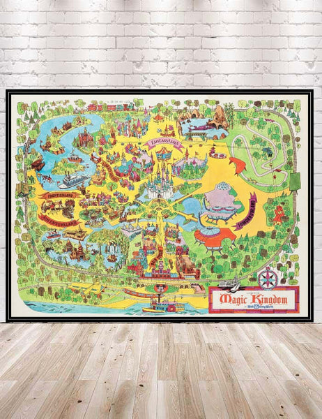 1973 Disney World Map Poster Vintage Disney Poster Disney Map Poster M ...